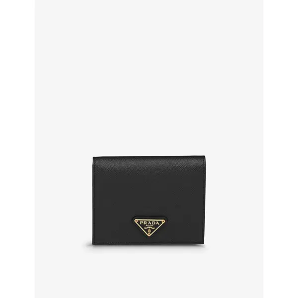 Prada Logo-plaque Small Saffiano Leather Wallet - Black