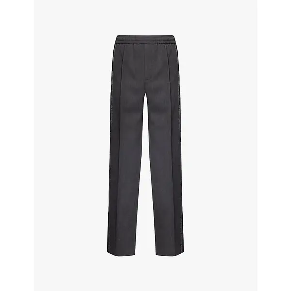 Gucci Logo-embroidered Straight-leg Wool Trousers