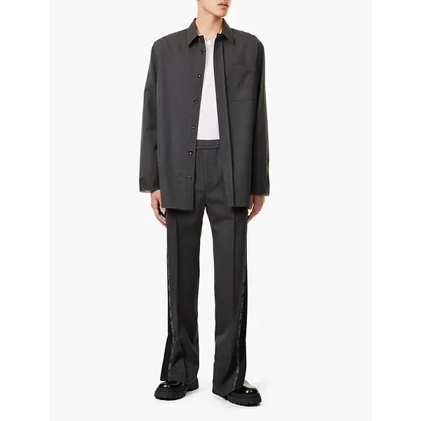 Gucci Logo-embroidered Straight-leg Wool Trousers