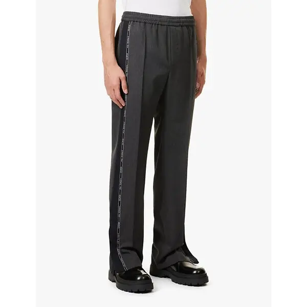 Gucci Logo-embroidered Straight-leg Wool Trousers