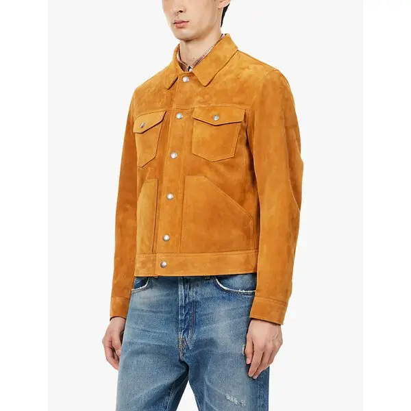 Tom Ford Western Patch-Pocket Suede Blouson Jacket 42 Gold