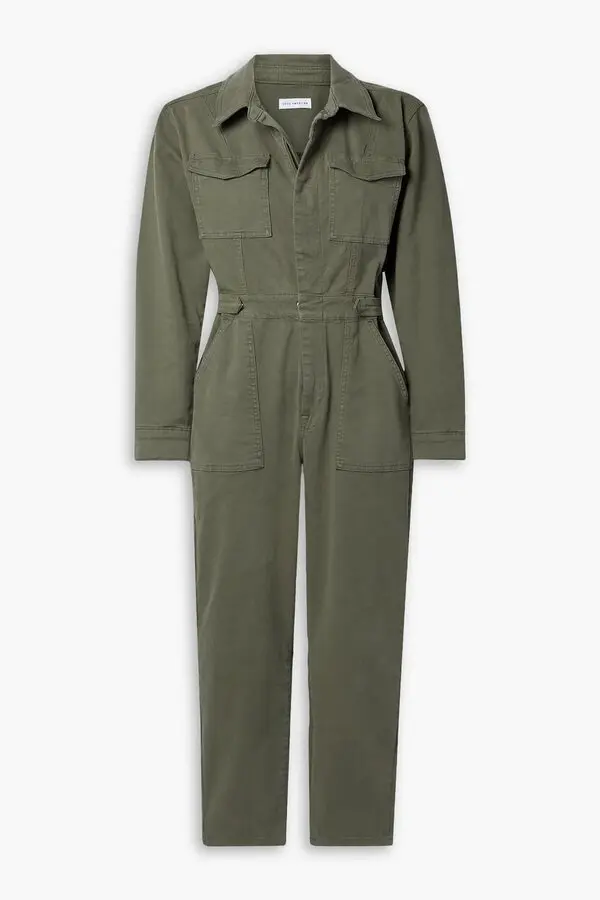 Good American Fit For Success Cropped Denim Jumpsuit - Army Green