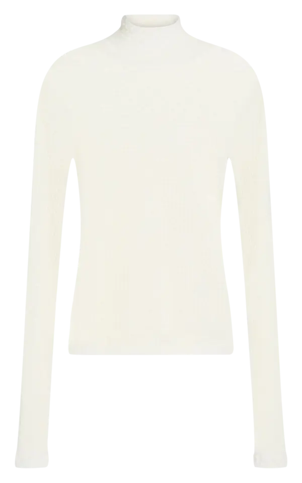 FRAME Stretchlace Turtleneck Top - Ivory