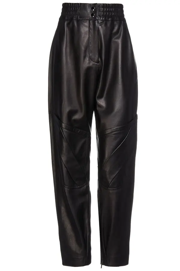 Acne Studios Pleated Tapered Leather Pants - Black