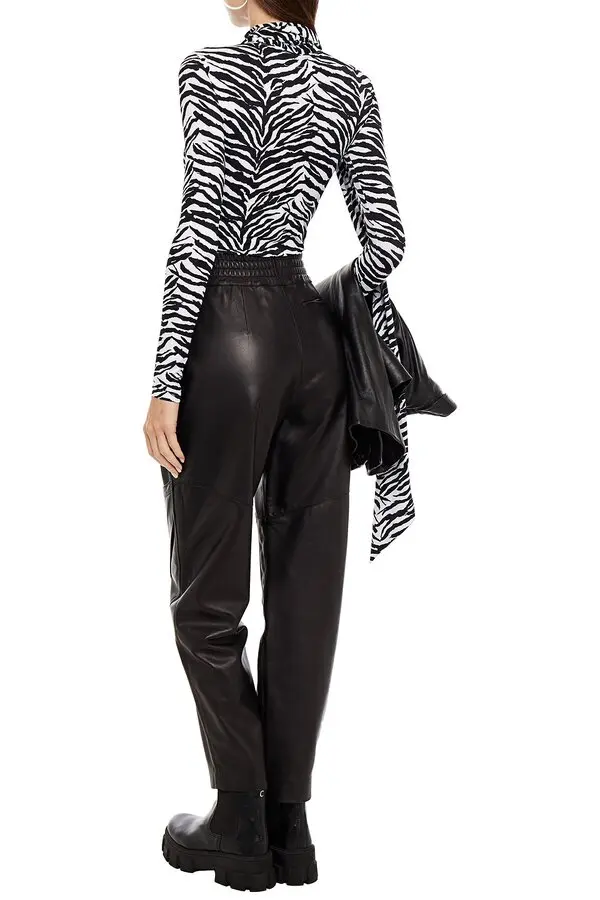 Acne Studios Pleated Tapered Leather Pants - Black