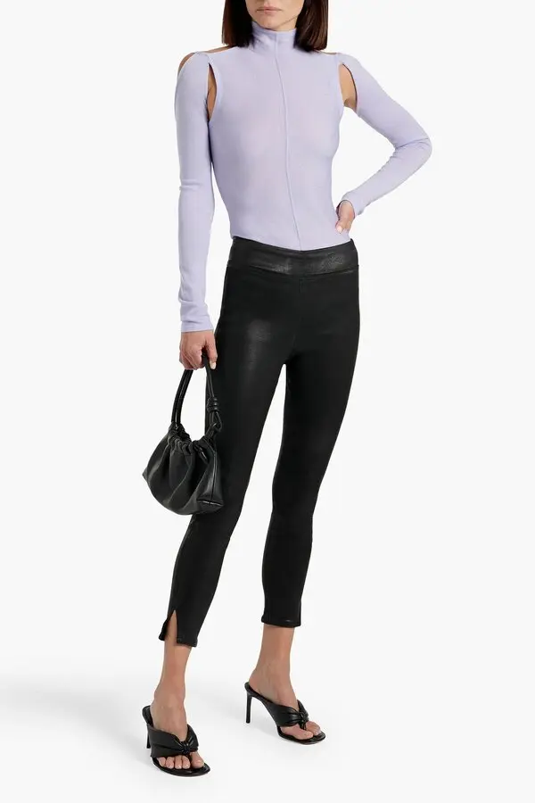 FRAME Jestset Cropped Coated Skinny Jeans