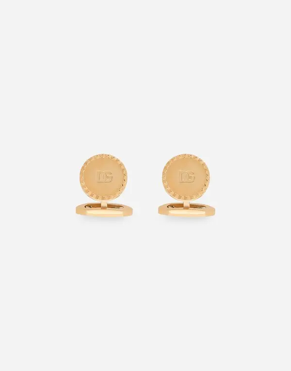 Dolce & Gabbana Round Cufflinks With Dg Logo - Gold