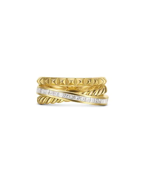 David Yurman Crossover Trio Ring In 18k Yellow With Diamonds - Gold