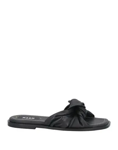 MSGM Leather Slides With Bow Detailing - Black