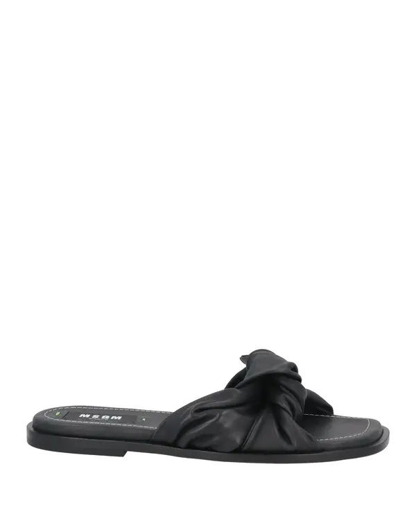 MSGM Leather Slides With Bow Detailing - Black