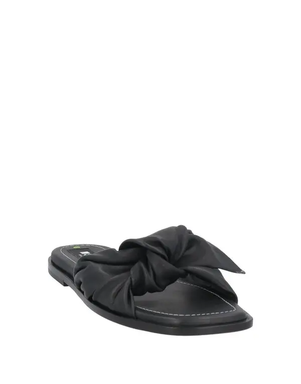 MSGM Leather Slides With Bow Detailing - Black