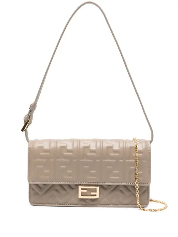 Fendi Wallet On Chain Baguette Shoulder Bag - Neutrals