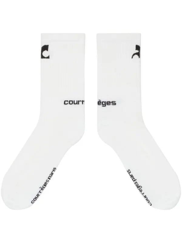 COURREGES Logo-print Socks - White