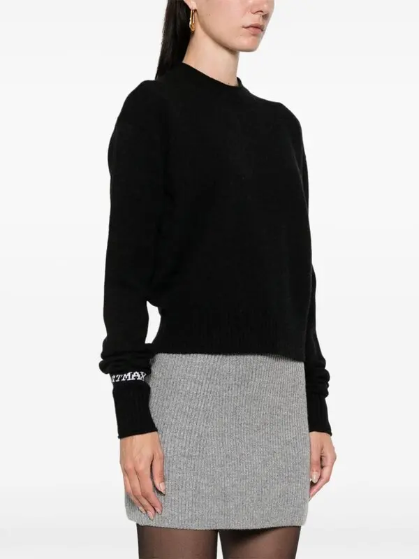 Sportmax Intarsia-knit Logo Sweater - Black