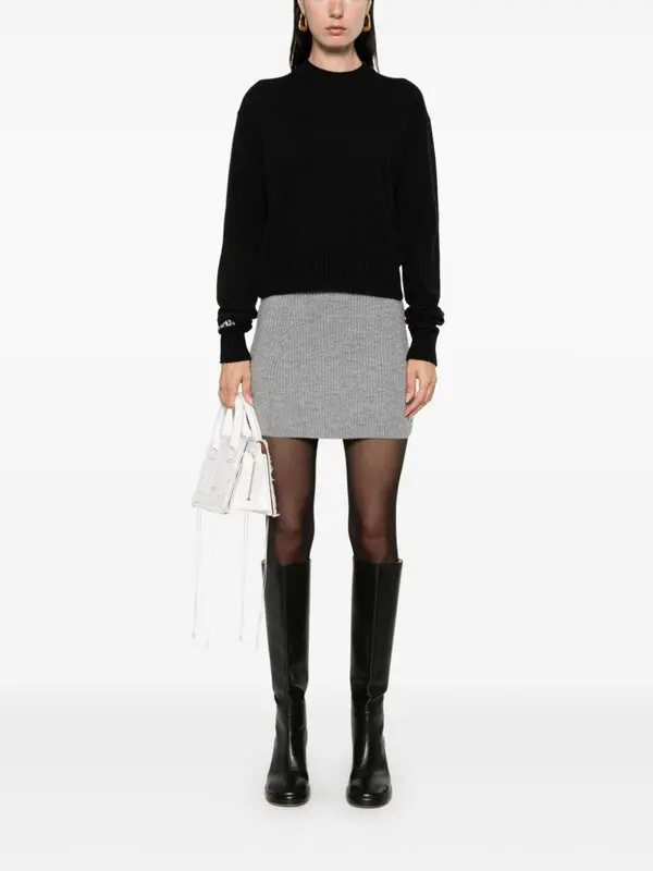 Sportmax Ribbed-knit Mini Skirt - Grey