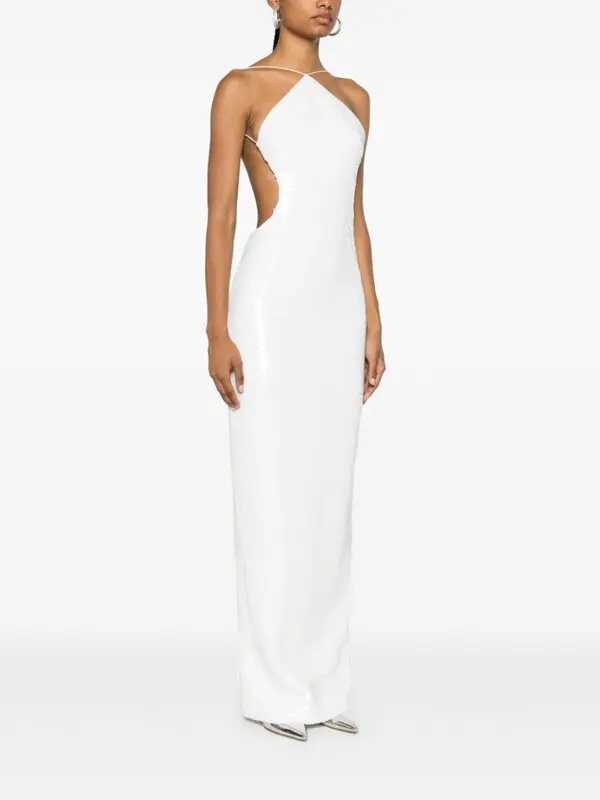 monot sequin dress Buy Monot White Sequin-embellished Halter Maxi Dress for Women Online