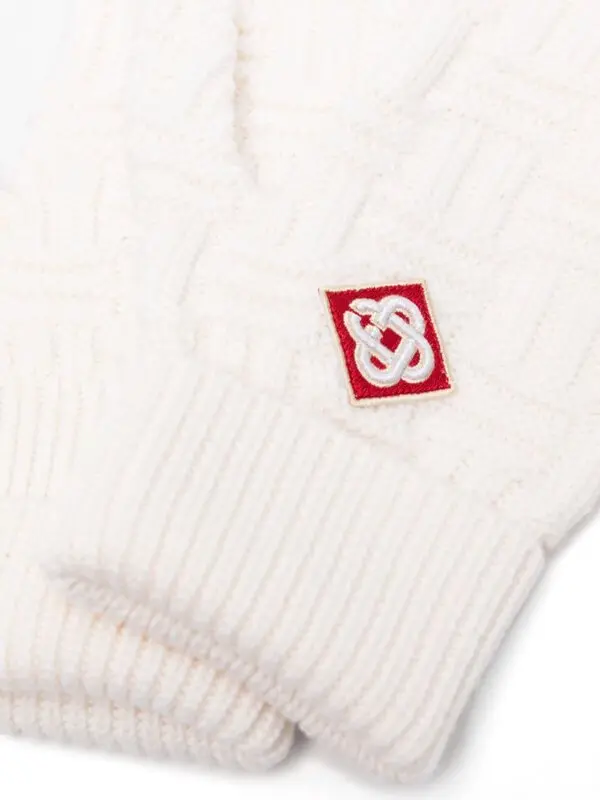 Casablanca Column-stitch Mittens - White