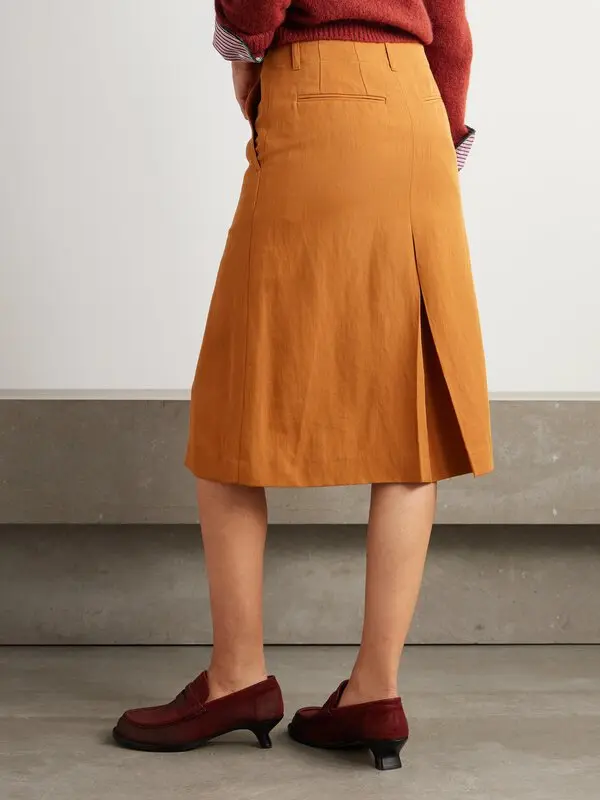 Dries Van Noten Pleated Wool-blend Twill Midi Skirt