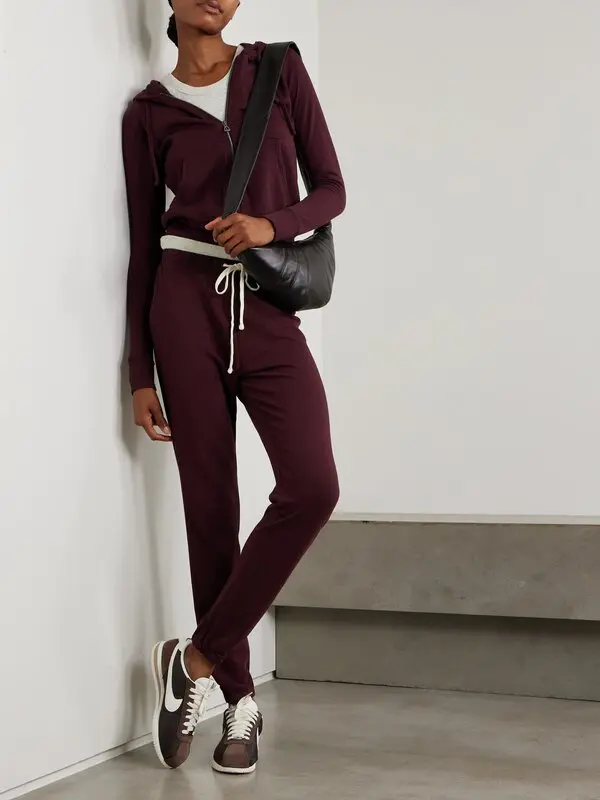 JAMES PERSE Cotton-jersey Track Pants - Burgundy