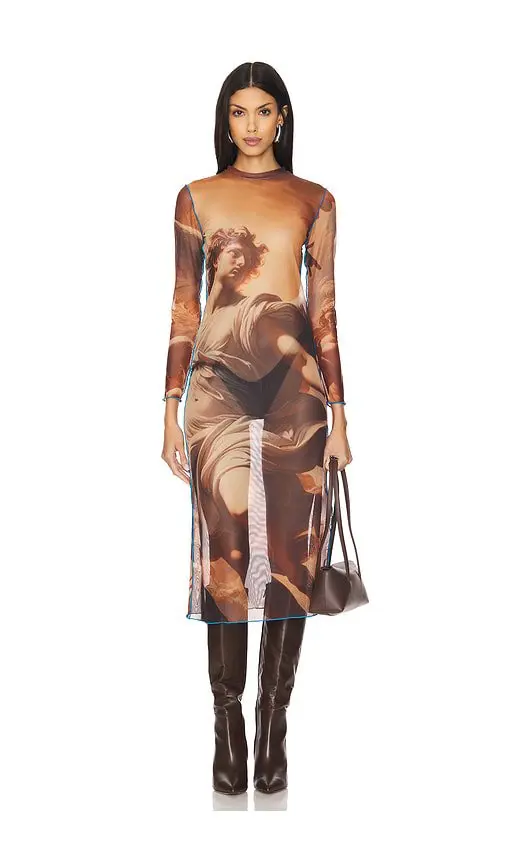 chinese dress ladies Rhia Gown In Faux Leather – Halston main image 1