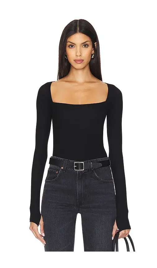 Michael Lauren Kaleb Square Neck Long Sleeve Top