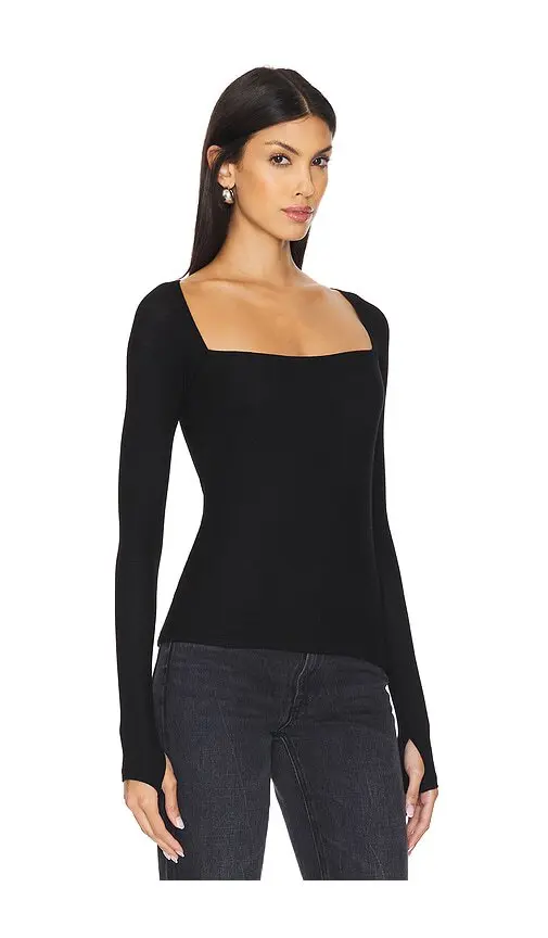 Michael Lauren Kaleb Square Neck Long Sleeve Top
