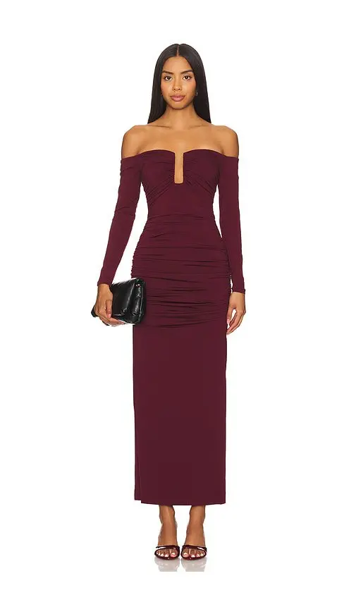 Misha Collection X Raelynn Slinky Midi Dress In Mulberry Wine - 30% Off |  Editorialist