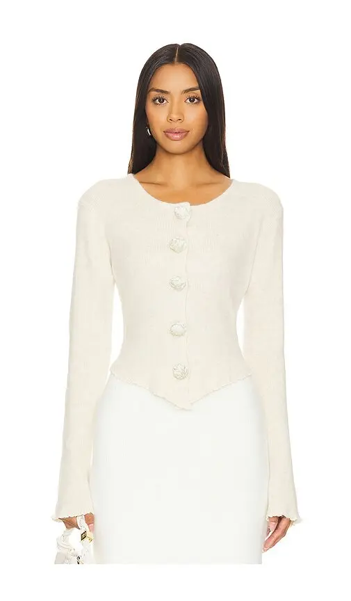 BUBISH Rosette Knit Cardigan In Ivory