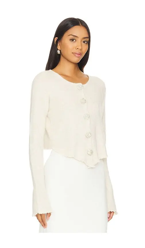 BUBISH Rosette Knit Cardigan In Ivory