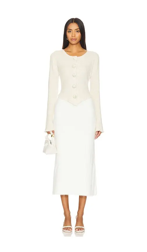 BUBISH Rosette Knit Cardigan In Ivory