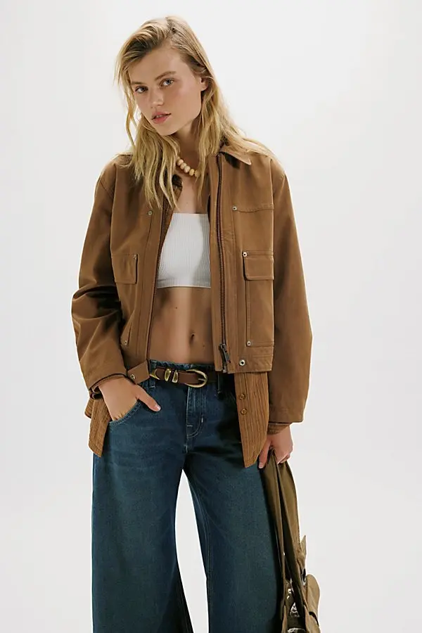 Free People We The Free Vegan Suede Blair Jacket - Caramel Cafe