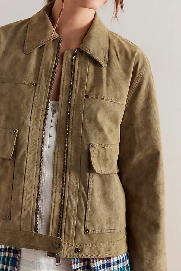 Free People We The Free Blair Vegan Suede Jacket - Coriander