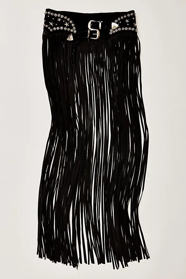 UNDERSTATED LEATHER Paris Texas Maxi Skirt Belt - Black