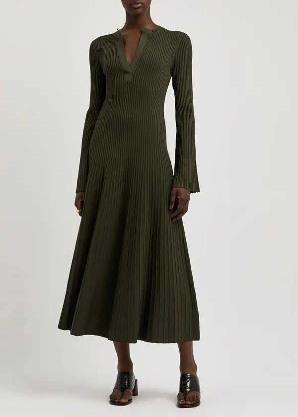 jonathan simkhai green dress Burke Draped Satin Midi Dress main image 1