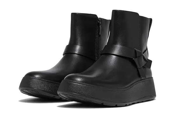 Fitflop F-mode Folded-knot Leather Flatform Ankle Boots