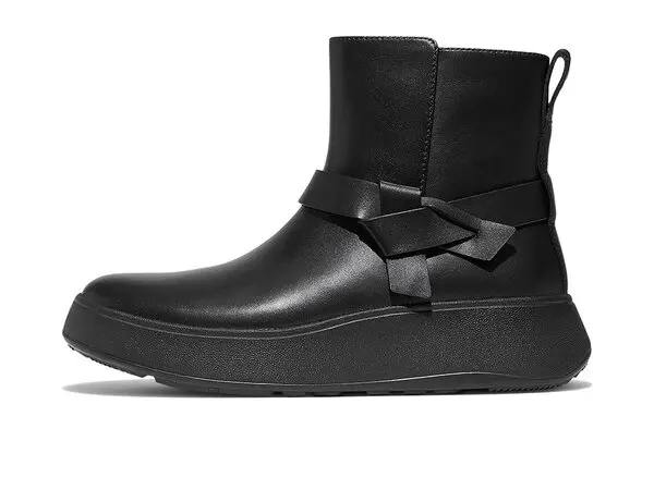 Fitflop F-mode Folded-knot Leather Flatform Ankle Boots