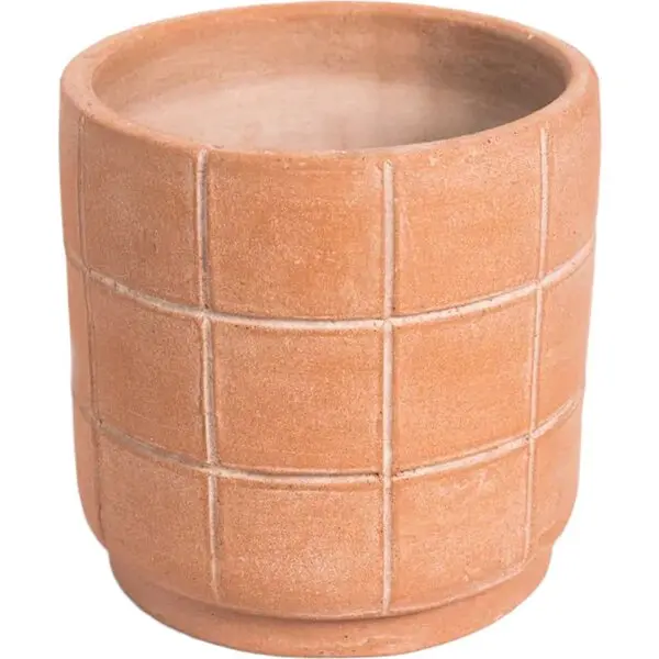 MESO GOODS Grid Terracotta Planter - Natural