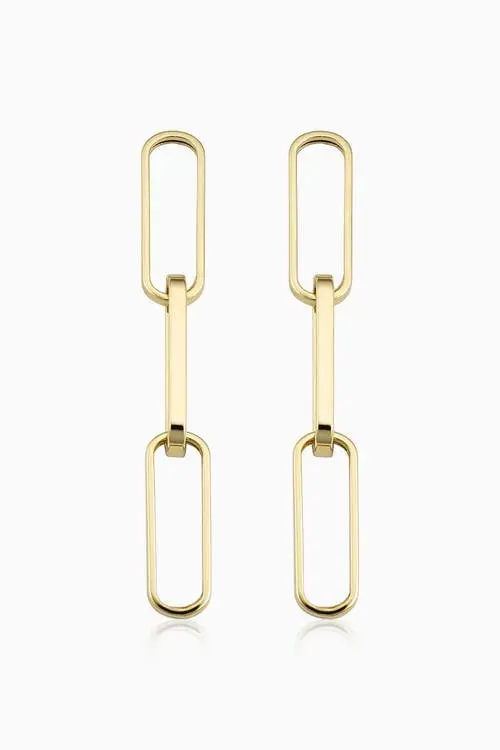 ORADINA 14k Venice Link Drop Earrings - Yellow Gold