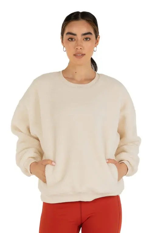 REBODY Teddy Micro Fleece Lined Sweatshirt - Bone