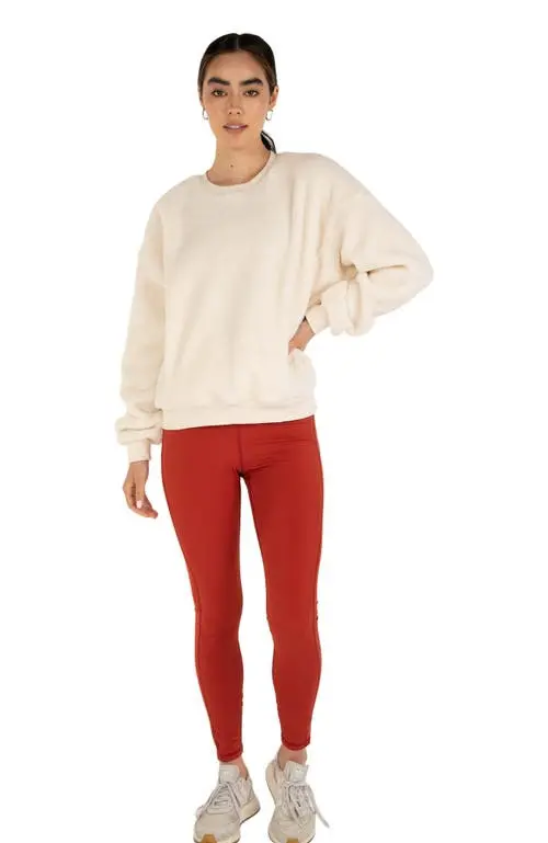 REBODY Teddy Micro Fleece Lined Sweatshirt - Bone