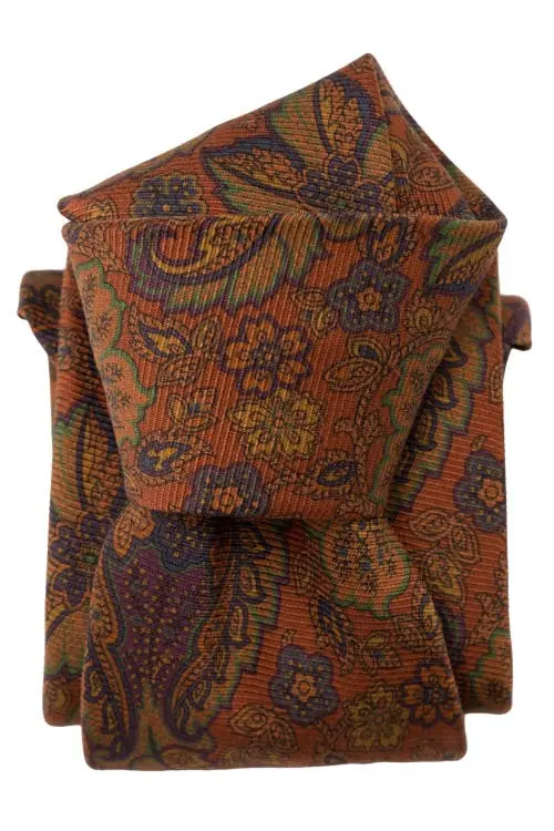 ELIZABETTA Trevi Extra Long Printed Neck Tie - Ginger