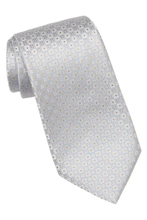 ELIZABETTA Ravenna Extra Long Silk Jacquard Neck Tie - Pale Blue