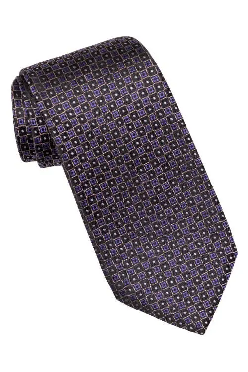 ELIZABETTA Ravenna Extra Long Silk Jacquard Neck Tie - Purple