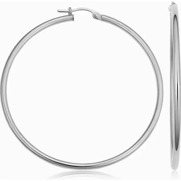 ORADINA 14k Hoop Earrings - White Gold