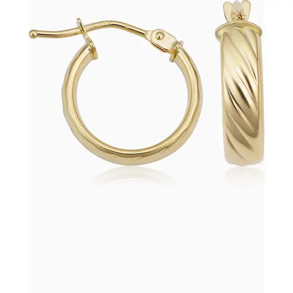 ORADINA 14k With A Twist Mini Hoop Earrings - Yellow Gold