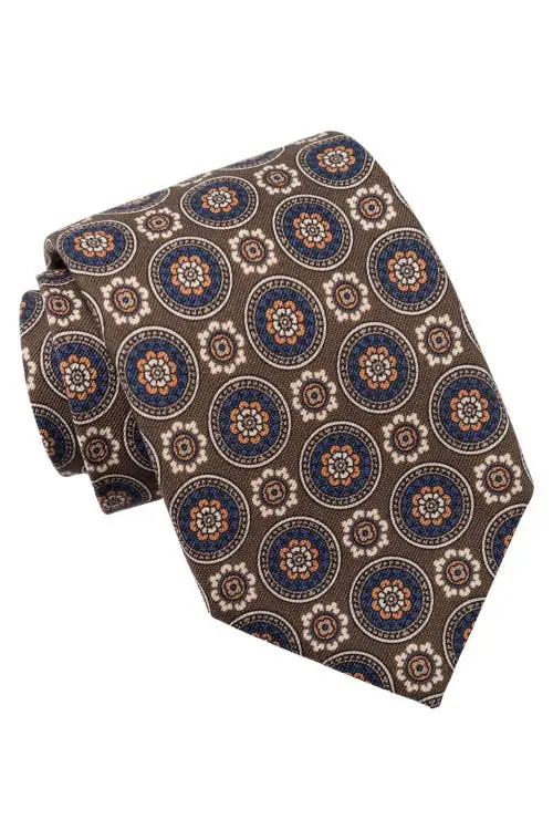 ELIZABETTA La Vigna Printed Neck Tie - Brown