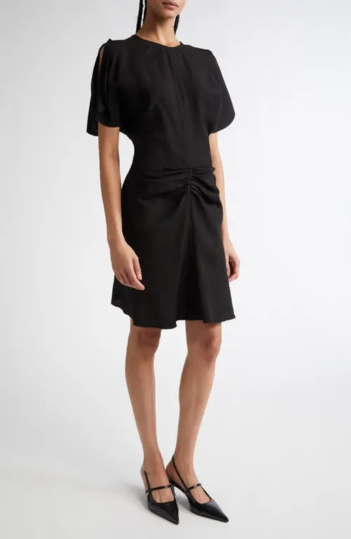 Victoria Beckham Ruched Mini Dress With Puff Sleeves
