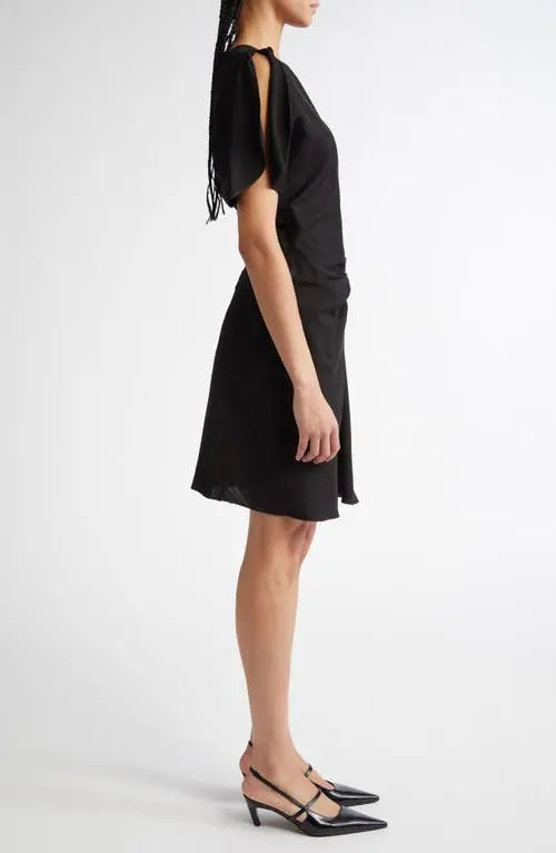 Victoria Beckham Ruched Mini Dress With Puff Sleeves