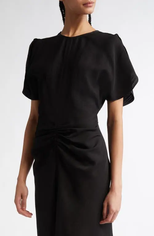 Victoria Beckham Ruched Mini Dress With Puff Sleeves