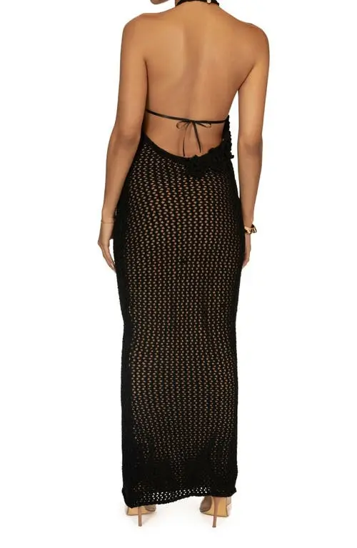 JLUXLABEL Paradise Open Stitch Crochet Halter Dress